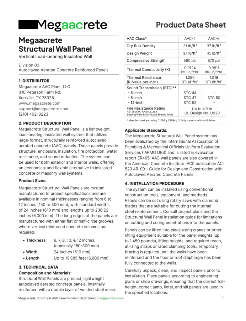 Structural wall panel – Megaacrete